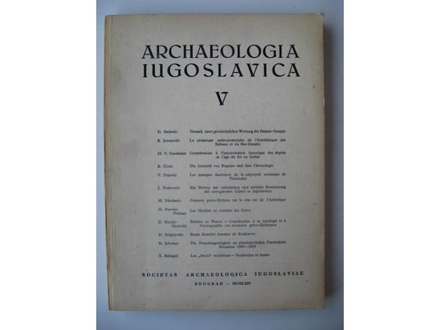 ar - ARCHEOLOGIA YUGOSLAVICA V