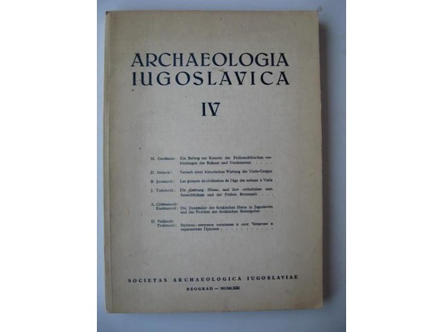 ar - ARCHEOLOGIA YUGOSLAVICA IV