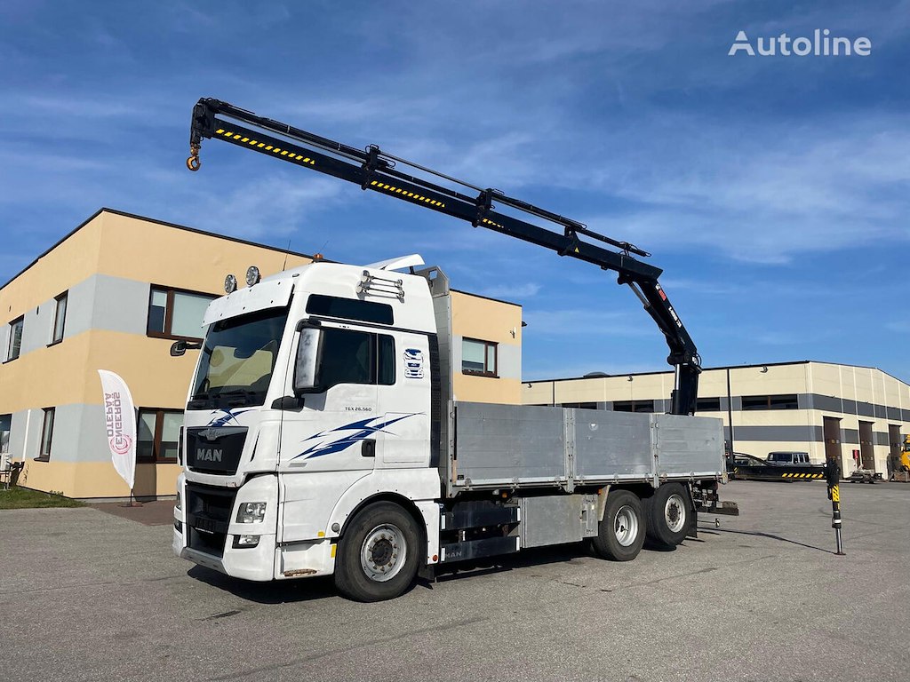 MAN TGX 26.560 6x2 + HIAB 138 CRANE 2018 year kamion s ravnom platformom