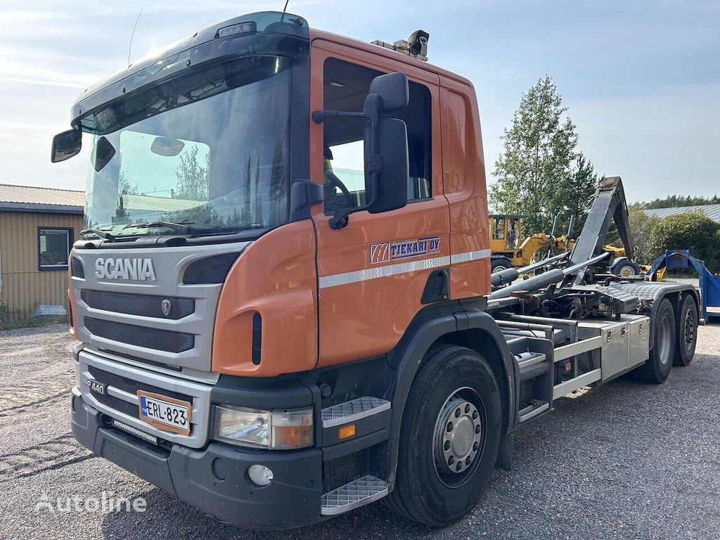 Scania P440 6×2 + Palift koukkulaite kamion rol kiper