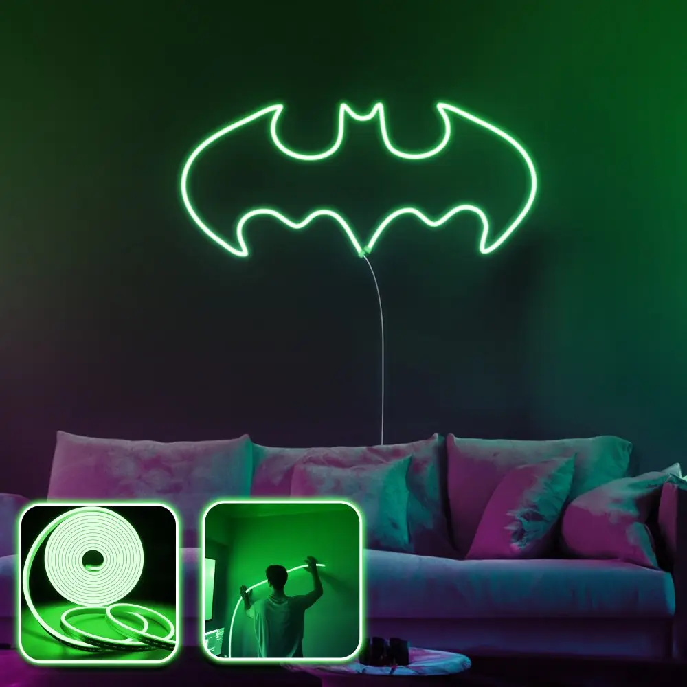 Opviq Batman Night Large Zidna LED dekoracija, Zelena