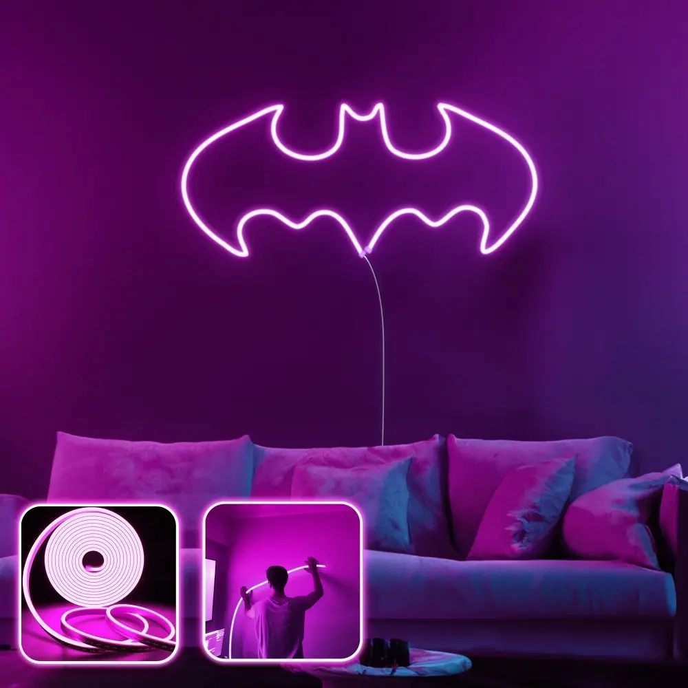 Opviq Batman Night Large Zidna LED dekoracija, Roze