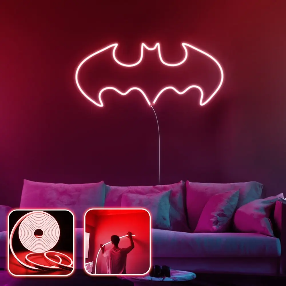 Opviq Batman Night Large Zidna LED dekoracija, Crvena