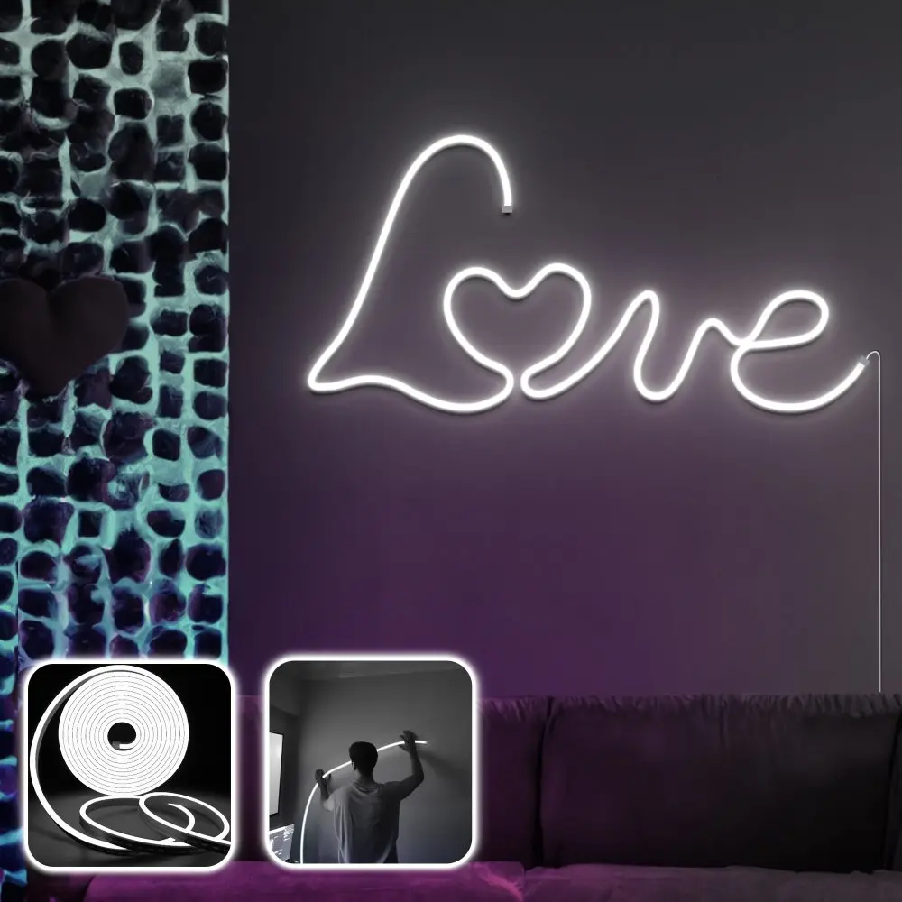 Opviq Love in Love Large Zidna LED dekoracija, Bela