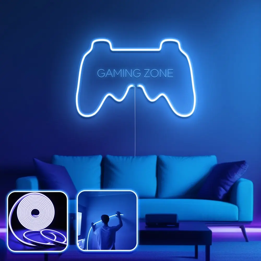 Opviq Gamer Room Large Zidna LED dekoracija, Plava