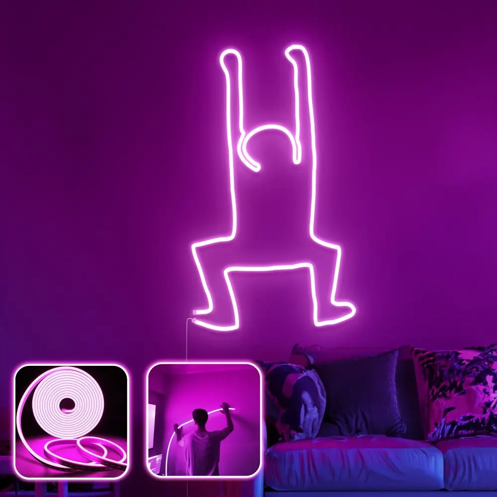 Opviq Happiness XL Zidna LED dekoracija, Roze