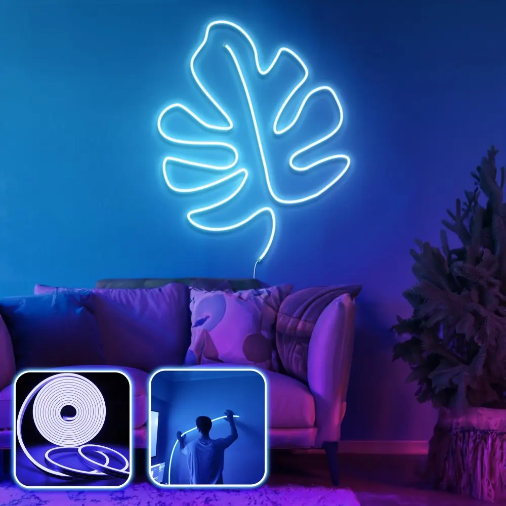 Opviq Leaf Large Zidna LED dekoracija, Plava