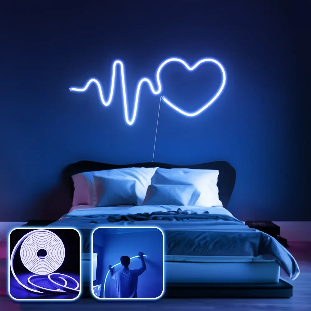 Opviq Heart Medium Zidna LED dekoracija, Plava