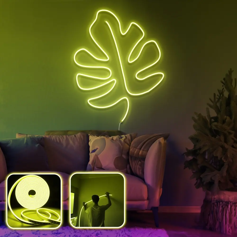 Opviq Leaf Large Zidna LED dekoracija, Žuta