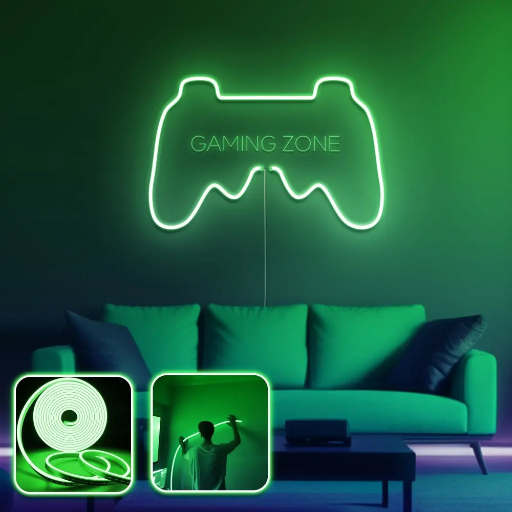 Opviq Gamer Room Large Zidna LED dekoracija, Zelena