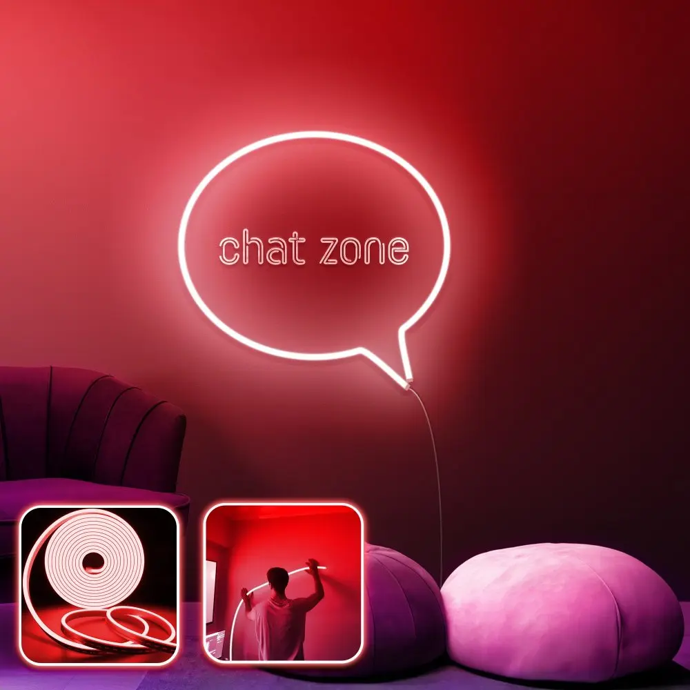 Opviq Chat Zone Medium Zidna LED dekoracija, Crvena