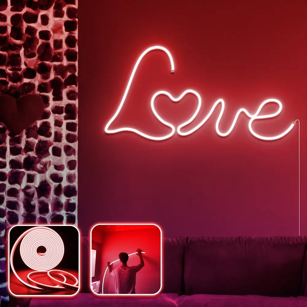 Opviq Love in Love Large Zidna LED dekoracija, Crvena