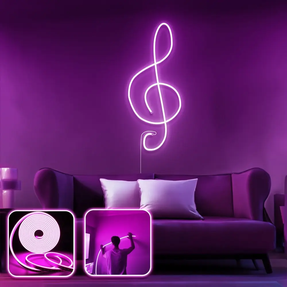 Opviq Music Medium Zidna LED dekoracija, Roze