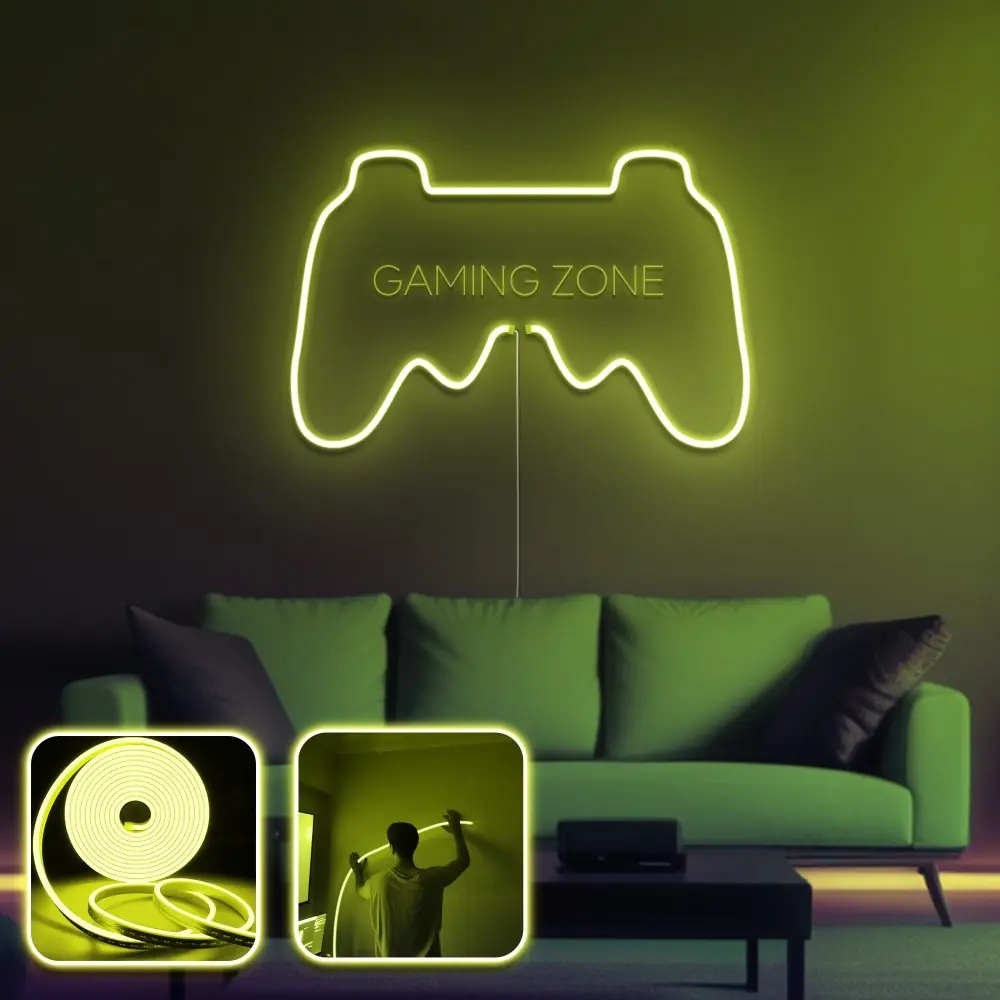 Opviq Gamer Room Large Zidna LED dekoracija, Žuta