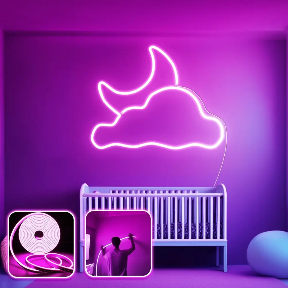 Opviq Good Night Medium Zidna LED dekoracija, Roze