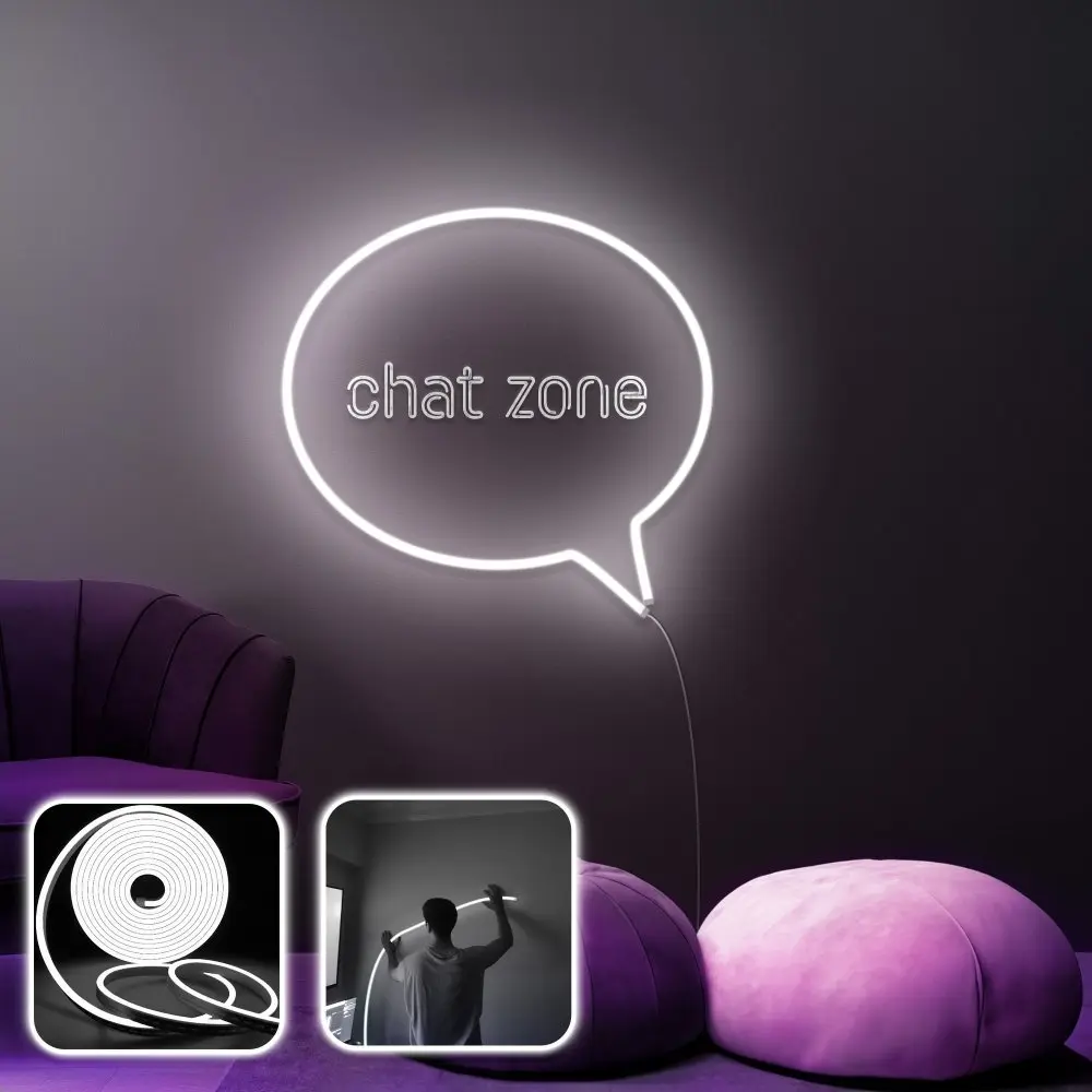 Opviq Chat Zone Medium Zidna LED dekoracija, Bela