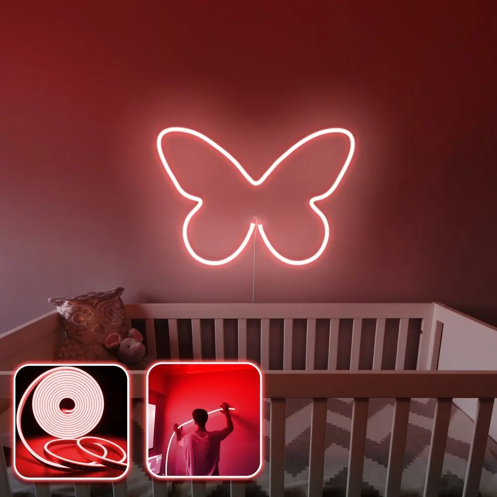 Opviq Butterfly Medium Zidna LED dekoracija, Crvena