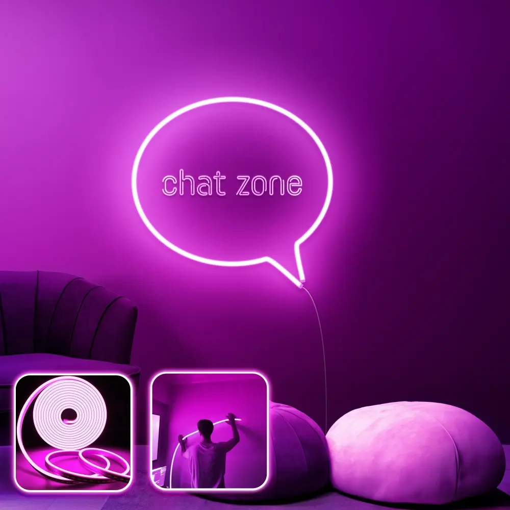 Opviq Chat Zone Medium Zidna LED dekoracija, Roze