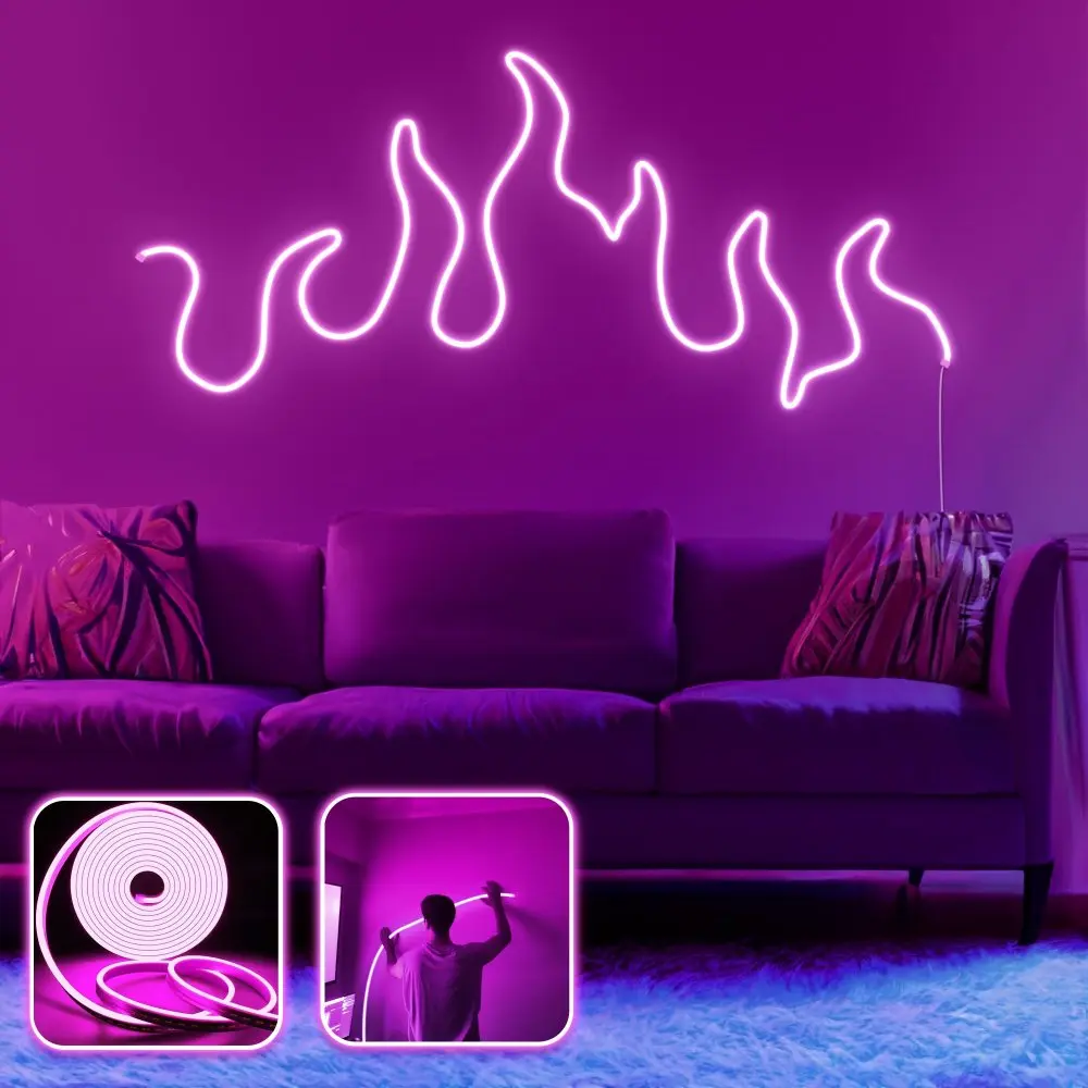 Opviq Flames XL Zidna LED dekoracija, Roze