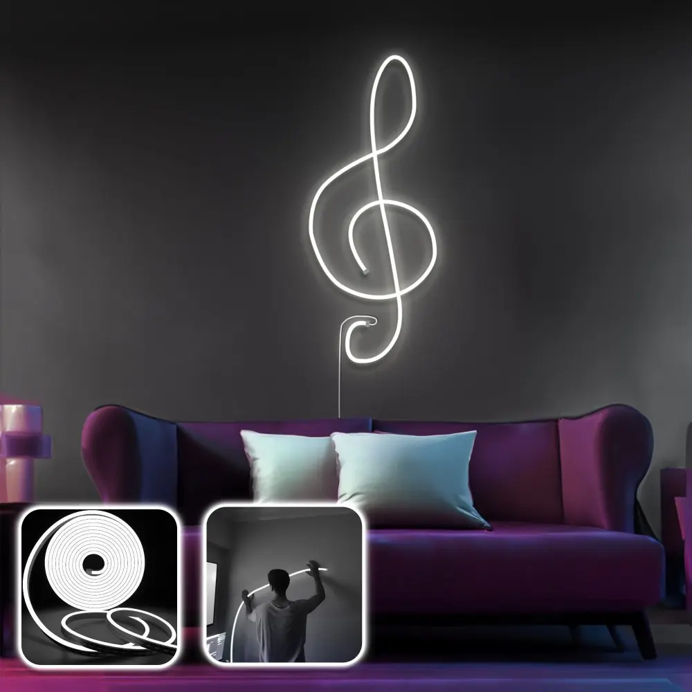 Opviq Music Medium Zidna LED dekoracija, Bela