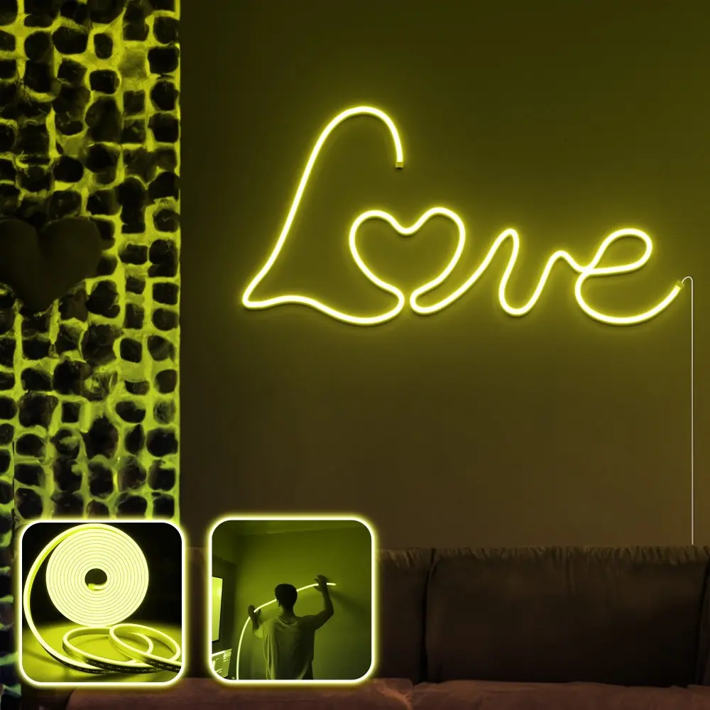 Opviq Love in Love Large Zidna LED dekoracija, Žuta