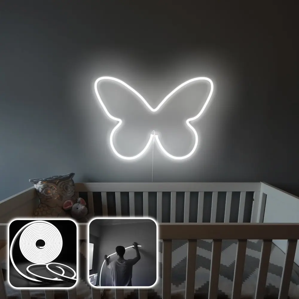 Opviq Butterfly Medium Zidna LED dekoracija, Bela