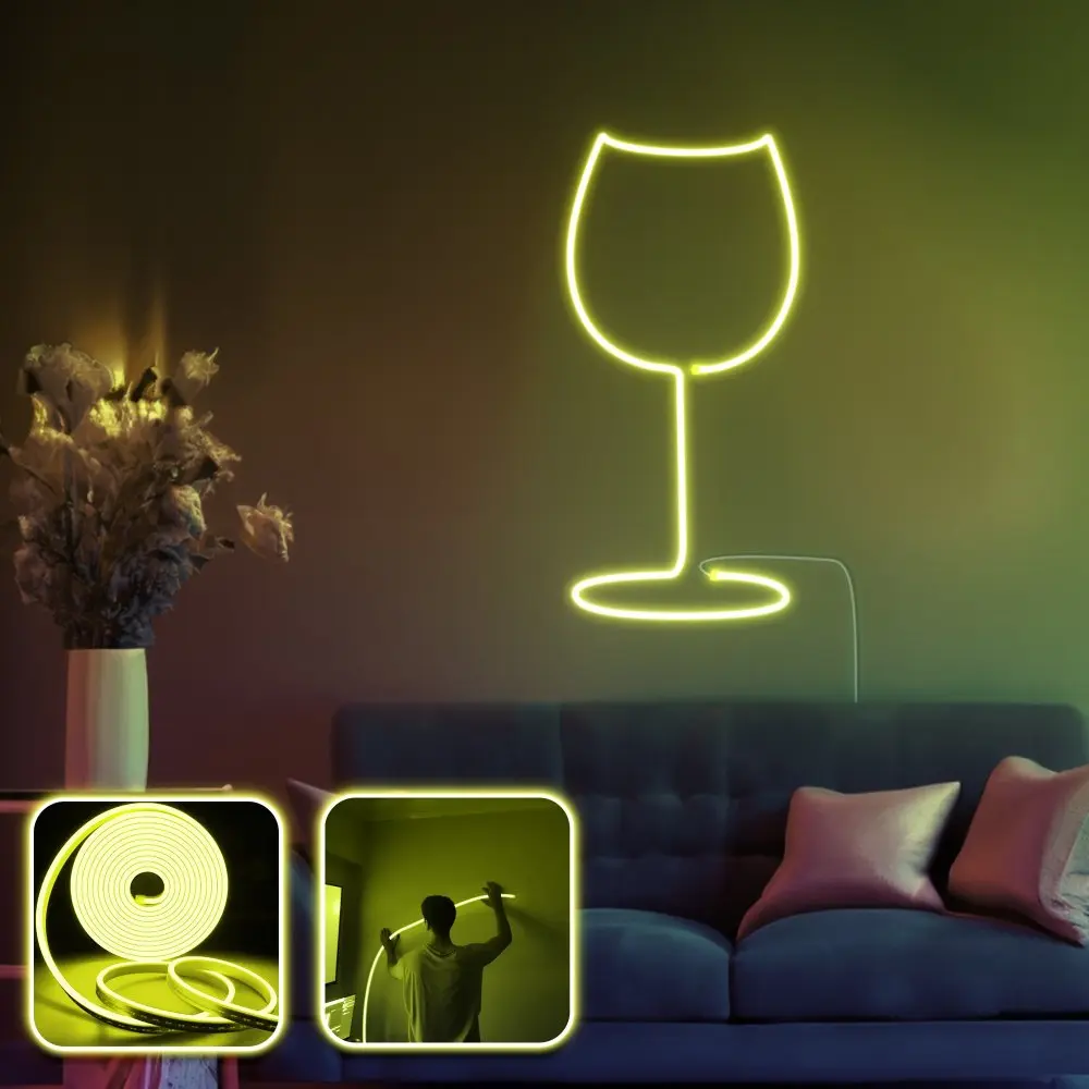 Opviq Wine Glass Medium Zidna LED dekoracija, Žuta