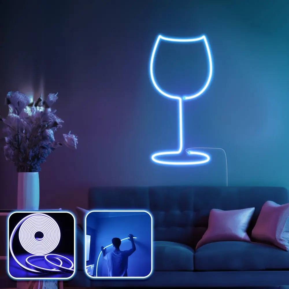 Opviq Wine Glass Medium Zidna LED dekoracija, Plava