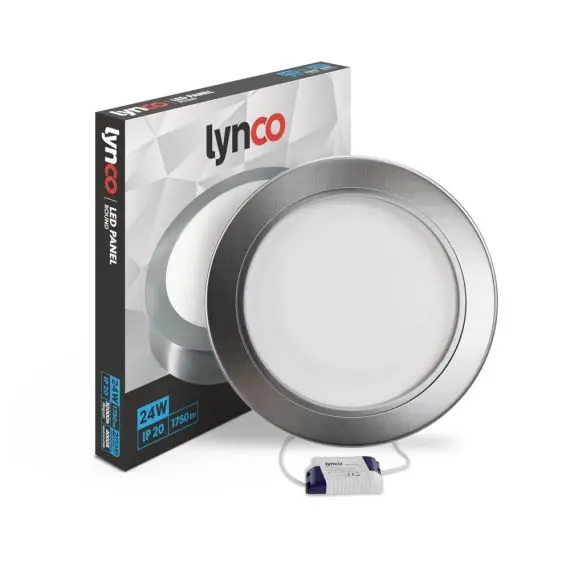 Lynco LED panel, Hrom, 4000K, 24W, Beli