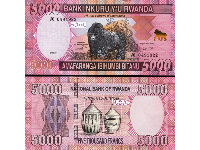 RWANDA Ruanda 5000 Francs 2014 UNC, P-41