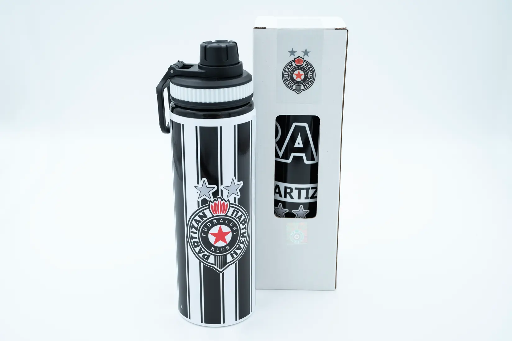 Nine Sport Flašica za vodu FK Partizan, 750ml, Crno-bela