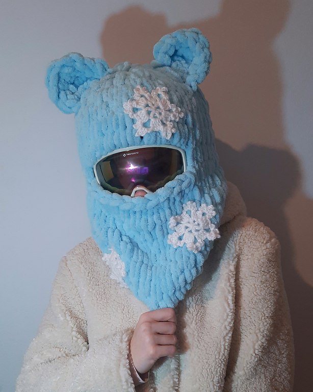 Snowflake Teddy Ski kapa balaclava