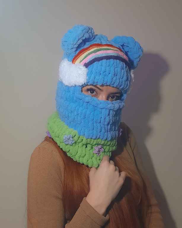 Rainbow Teddy Ski fantomka Ski kapa Ski balaclava