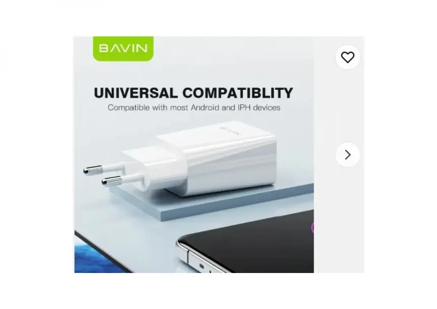 Bavin punjač 2.4A USB-A + kabl Micro bela