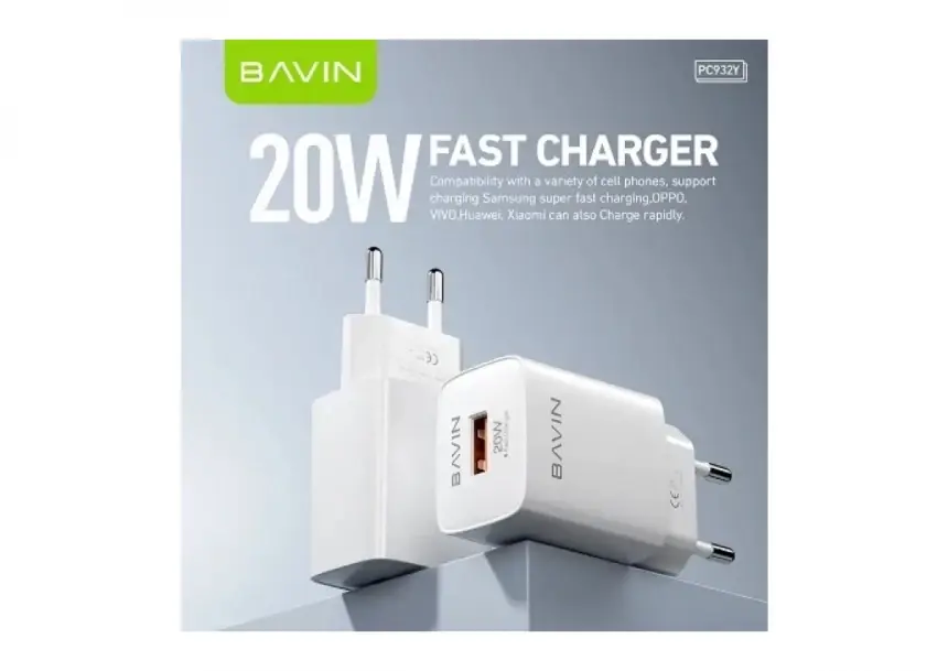 Bavin punjač 20W USB-A + kabl Micro bela