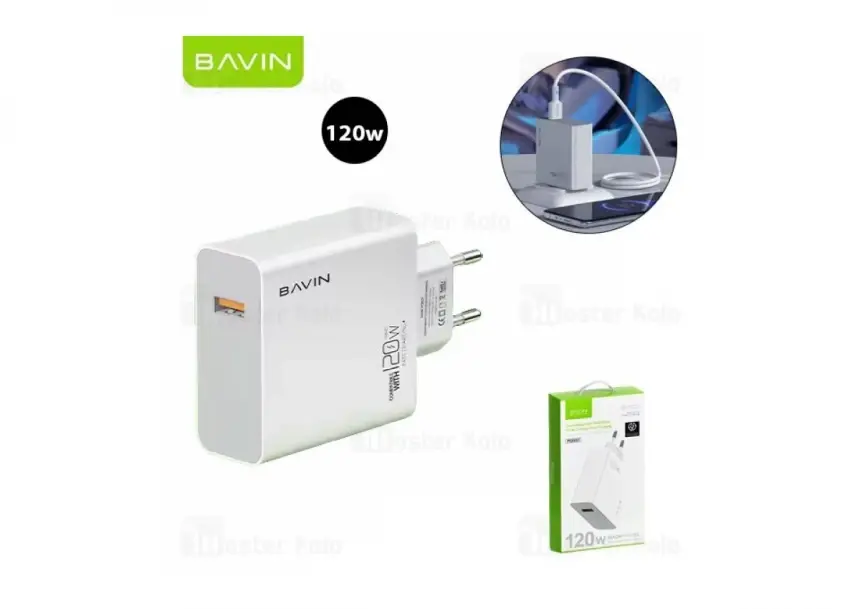 Bavin punjač 120W USB-A + kabl type-C bela