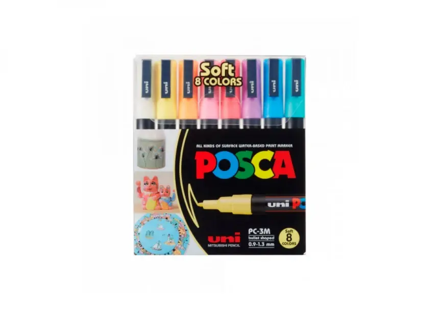 Marker Uni SET PC-3M POSCA /0.9-1,3mm 8 KOM PASTELNE BOJE