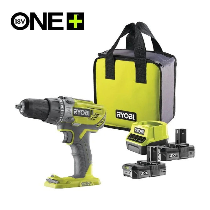 Set – udarna aku. bušilica sa 2 baterije (2Ah) i punjačem 18V ONE+™ – RYOBI R18PD3-220S