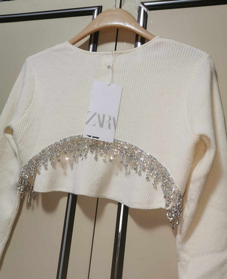 Zara ekru dzemper crop top S-M