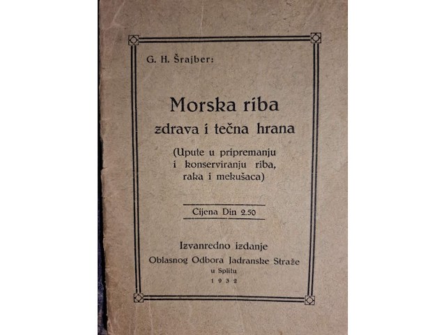 G.H. Šrajber - Morska riba...Split, 1932.