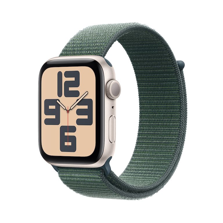 Apple Watch SE GPS 44mm Starlight Aluminium Case with Lake Green Sport Loop