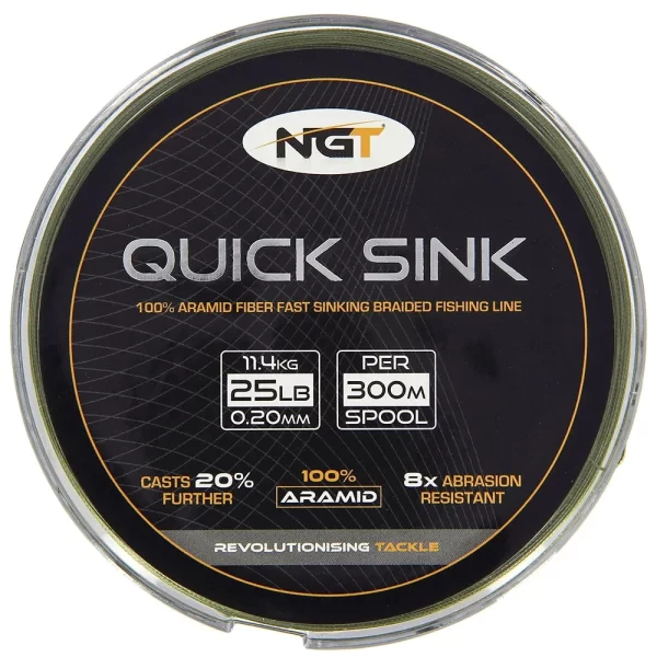 NGT Struna za Spod Moss Green Quick Sink Braid – 25lb (300m)