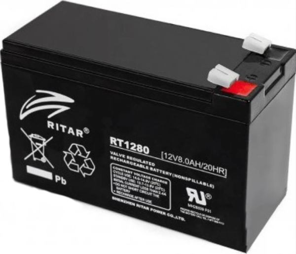 RITAR 12V-8Ah, RT1280 Olovna VRLA baterija, 151×65×99, 2.31KG, BLACK