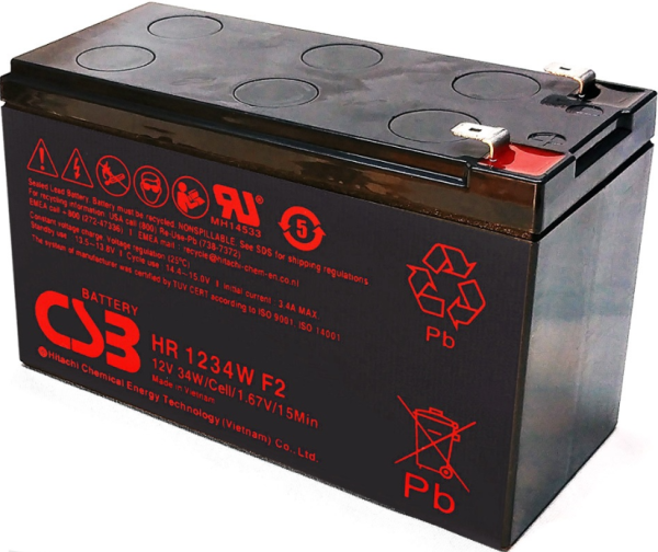 CSB 12V-9Ah, HR1234W Olovna VRLA baterija, 152×65×99, 2.5KG, BLACK