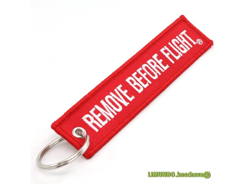 Privezak, ribon REMOVE BEFORE FLIGHT, crveni