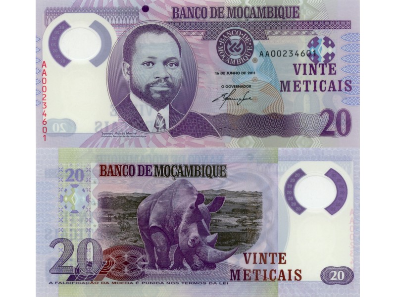 Mozambik MOZAMBIQUE 20 Meticais 2011 UNC, P-149 Polymer