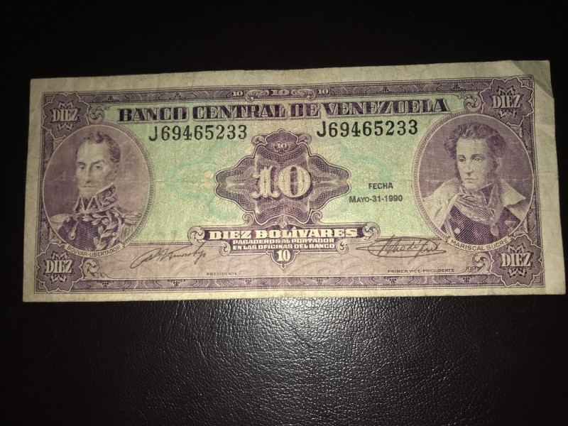 VENECUELA 10 BOLIVARES.1990.