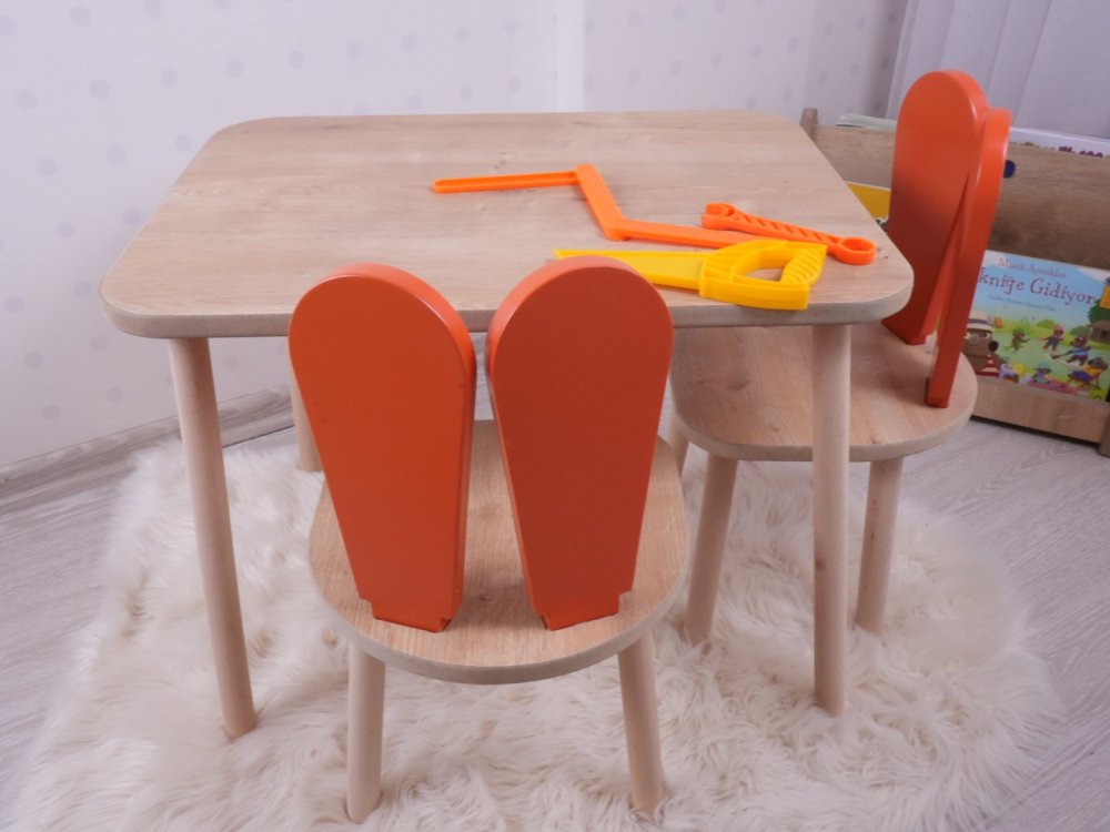 HANAH HOME DEČIJI STO I STOLICA BUNNY ONE CHAIR SET ORANGE BROWN