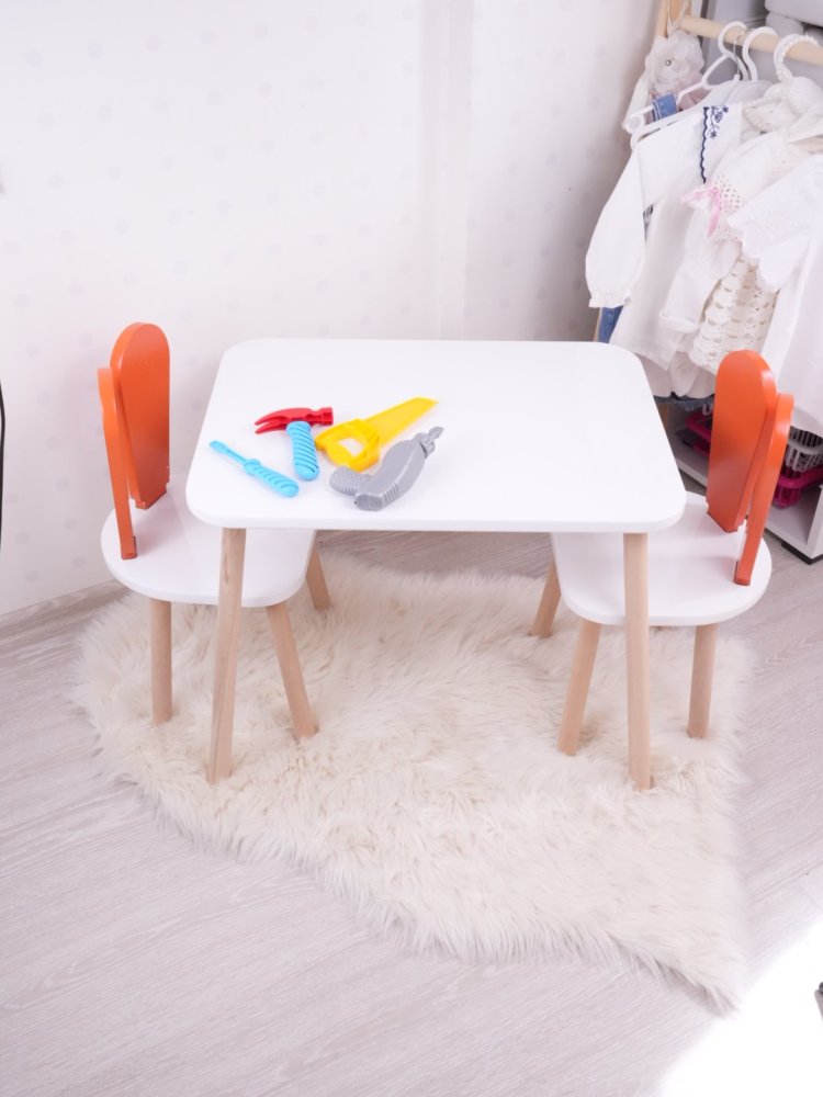 HANAH HOME DEČIJI STO I STOLICA BUNNY ONE CHAIR SET ORANGE WHITE