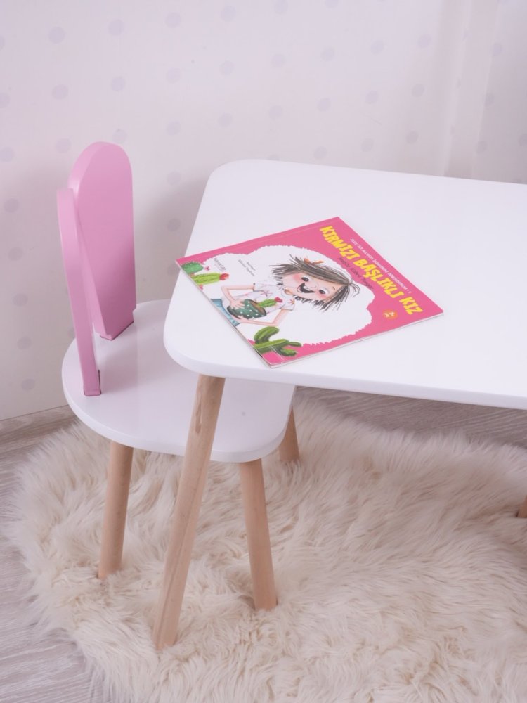 HANAH HOME DEČIJI STO I STOLICA BUNNY ONE CHAIR SET PINK WHITE